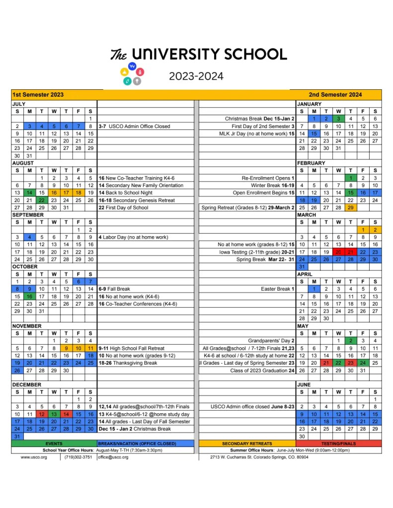 Academic Calendar - Ascent Christian School